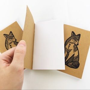 Handmade | Office | Set Of 3 Handmade Fox Floral Pocket Notebooks ...
